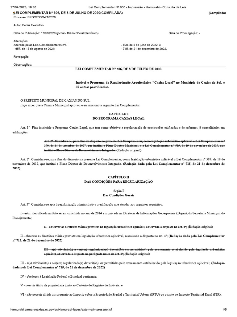 Lei Complementar N.º 606 | PDF