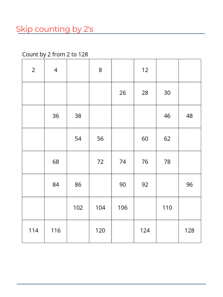 Year 2 HW 1 Skip-Counting | PDF