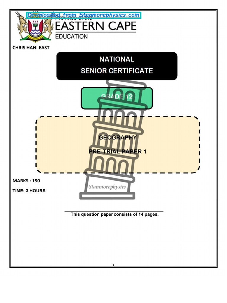 EC Geography Grade 12 Pre Trial 2023 Paper 1 and Memo | PDF