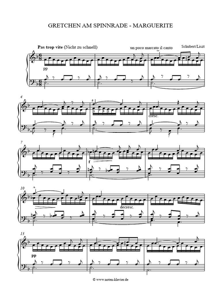 Schubert Liszt Gretchen Am Spinnrade | PDF