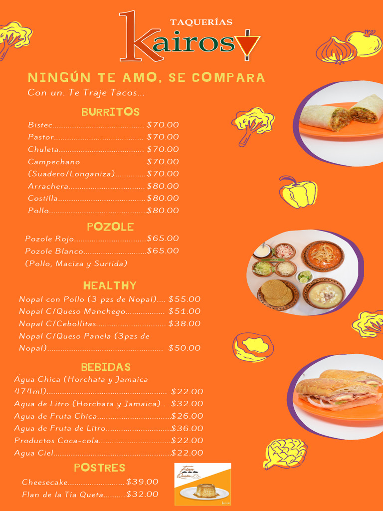 Kairos Menú | PDF | Cocina mexicana | Cocina