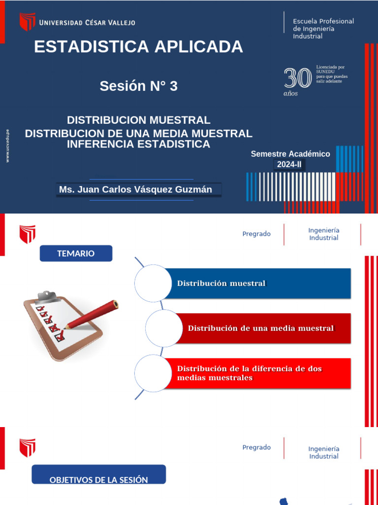 Sesión 3 - Distribucion Muestral | PDF | Media | Desviación Estándar