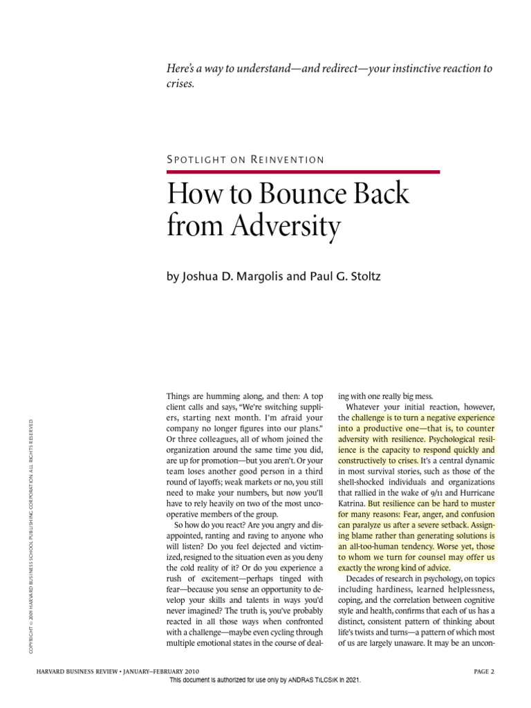 How To Bounce Back From Adversity | PDF