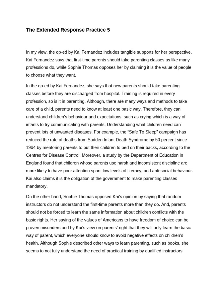 The Extended Response Practice 5 | PDF