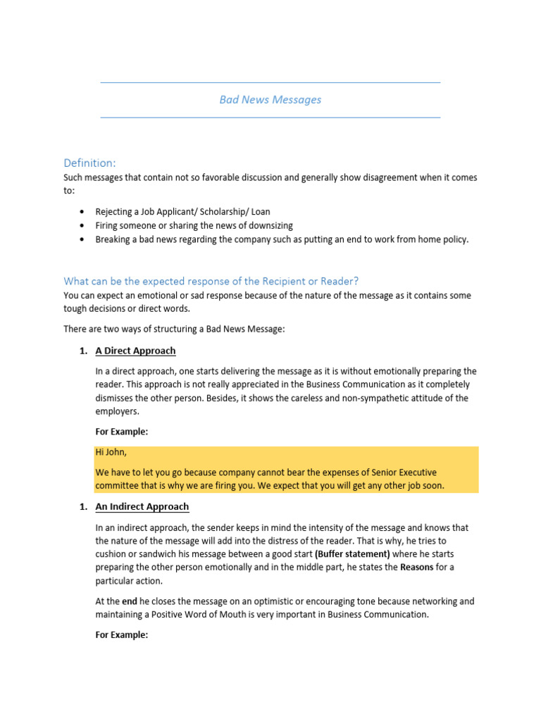 Good News Vs Bad News Messages AIDA | PDF