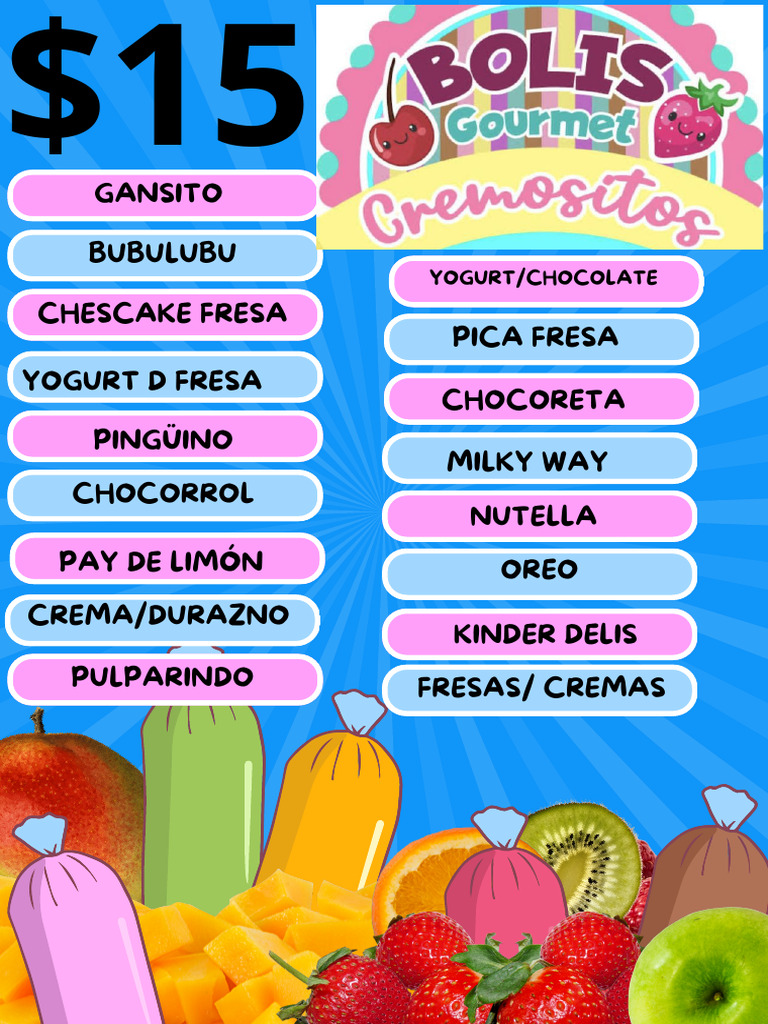 Póster Bolis Sabores Frutales Sencillo Azul - 20240614 - 161841 - 0000 | PDF