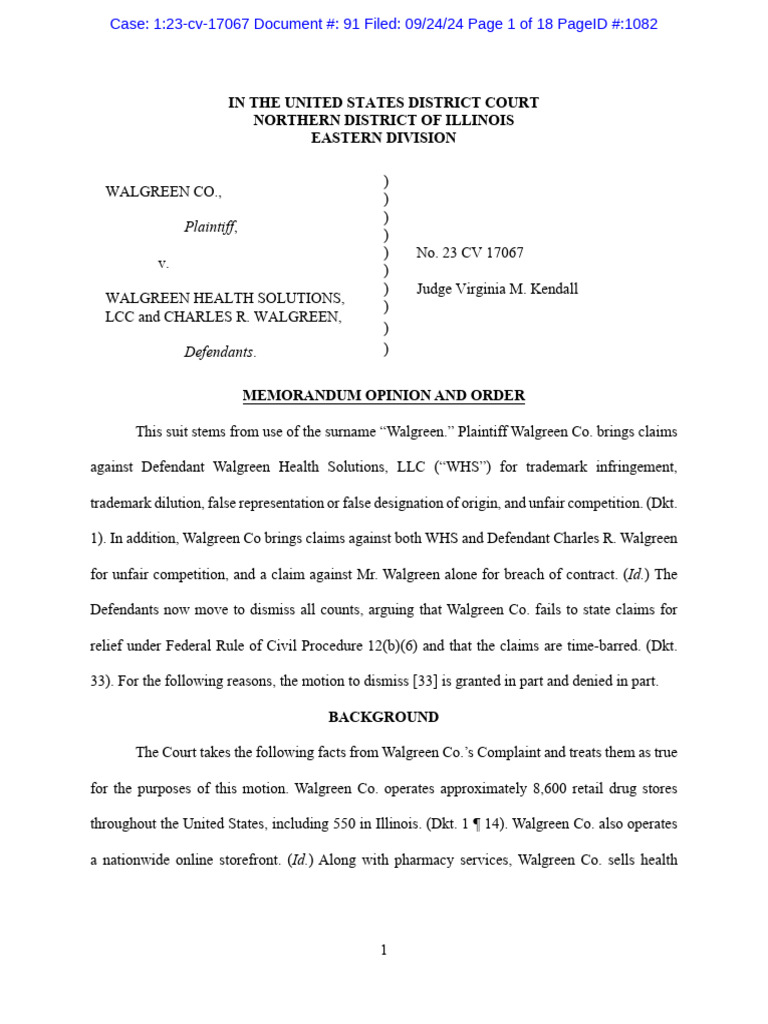 Walgreen Co. Trademark Infringement Case | PDF | Civil Law (Common Law ...