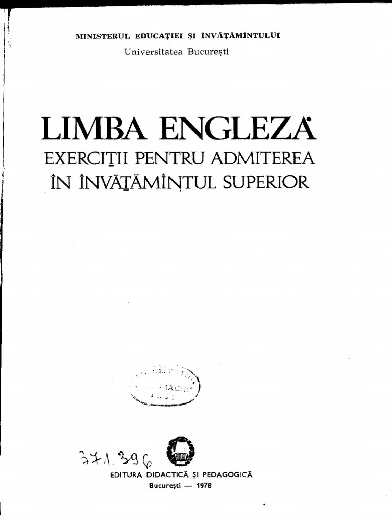 Limba Engleza - Exercitii Pentru Admitere | PDF