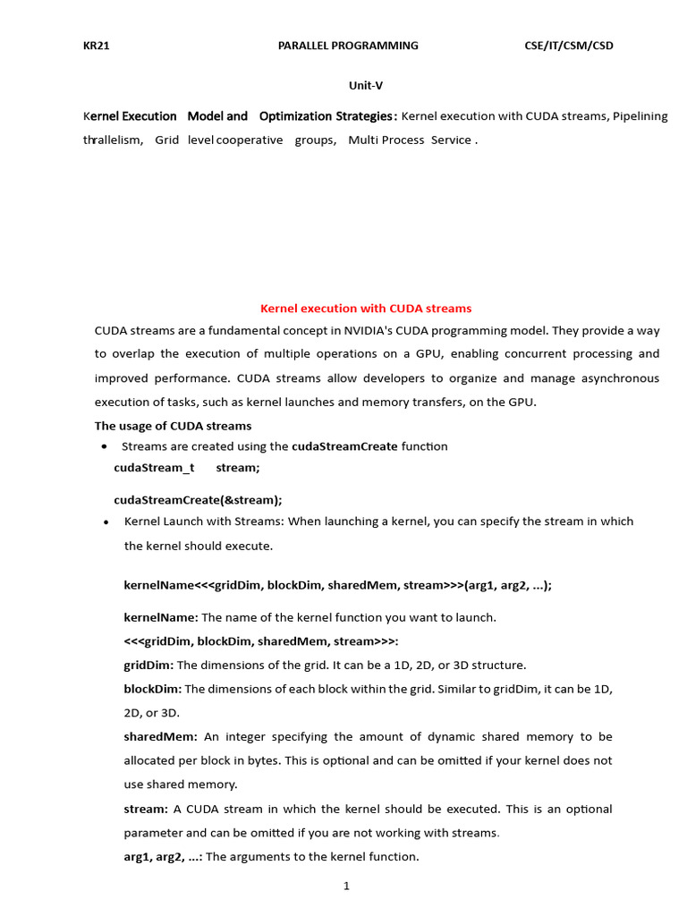 UNIT-V - Kernel Execution Model & Optimization Strategies&Advanced ... UNIT-V - Kernel Execution Model & Optimization Strategies&Advanced ...