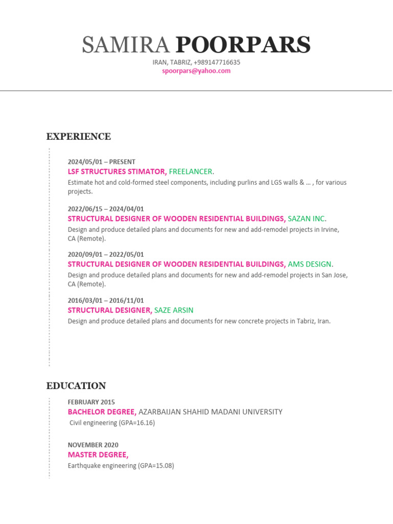 Samira Poorpars ENGLISH RESUME | PDF
