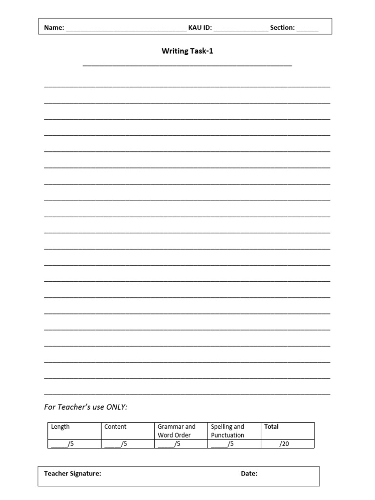 للطباعة ELIC 101-Writing Booklet-Student Sheet⁩ | PDF