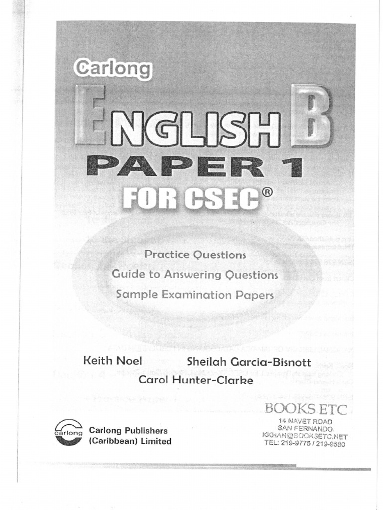 Eng B Paper 1 For CSEC Text | PDF