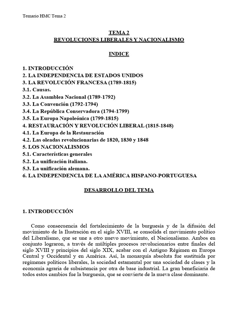 Tema 2. Las Revoluciones Liberales y Nacionalismo | PDF | Prusia | Historia