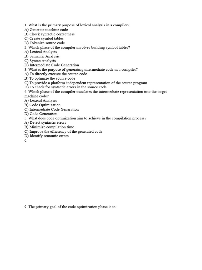 Compiler Design Suggestion Questions | PDF
