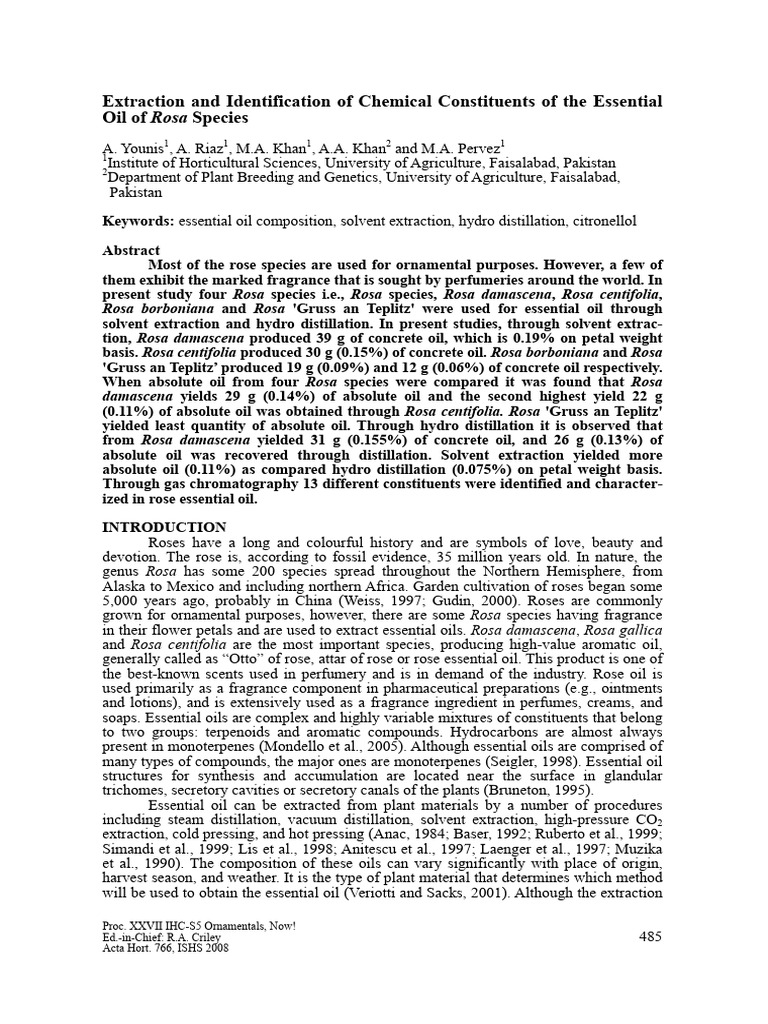 Extraction and Identification of Chemical Constituents of The Essential ...