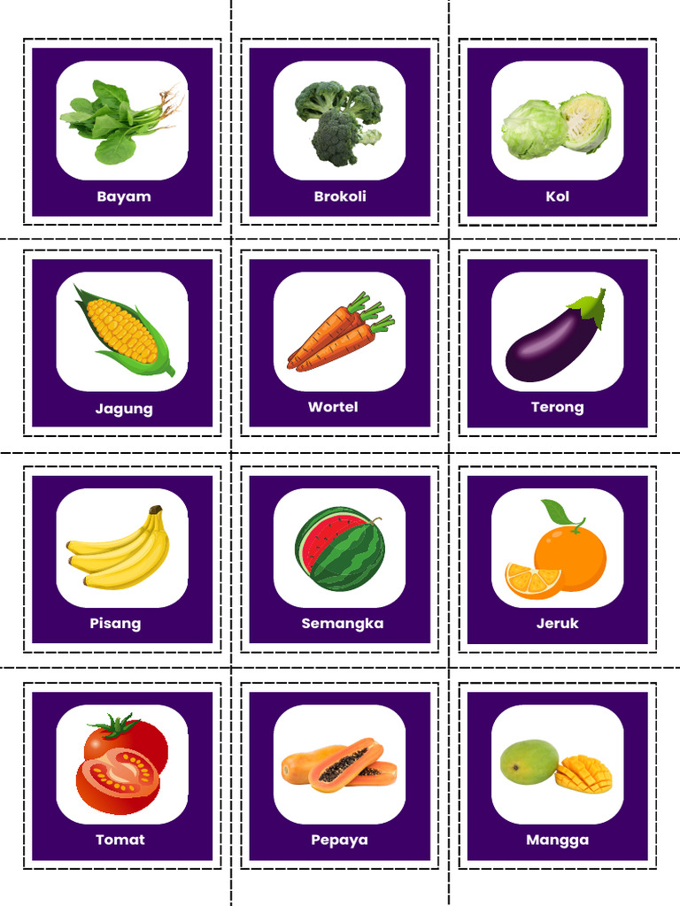 Flash Card Sayur Dan Buah | PDF