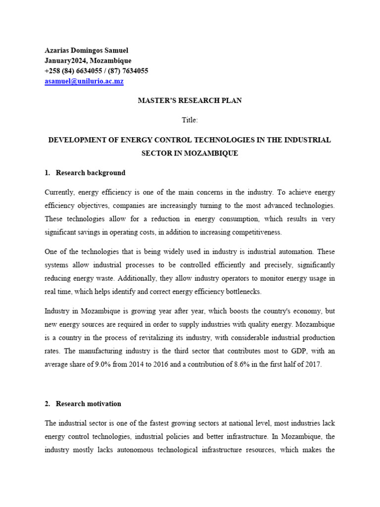 Research Plan | PDF | Infrastructure | Efficient Energy Use