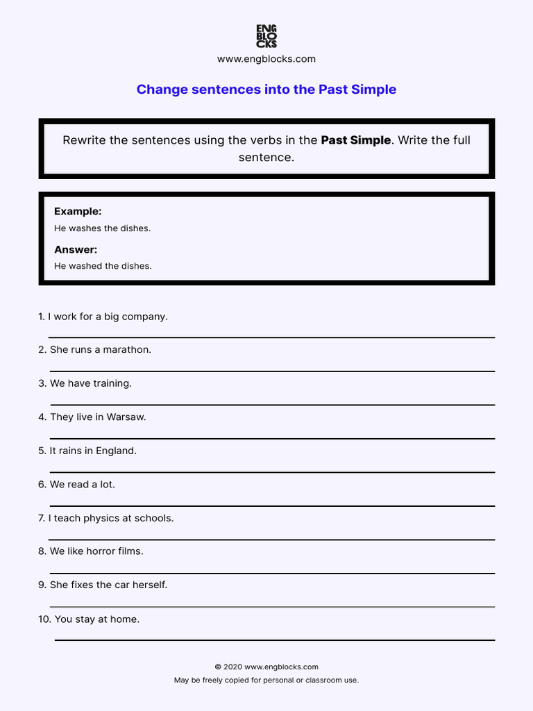 Change Sentences Into The Past Simple | PDF