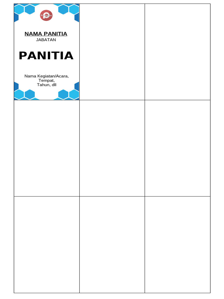 Desain 3 ID Card Panitia Biru File Word Tanpa Pas Foto | PDF
