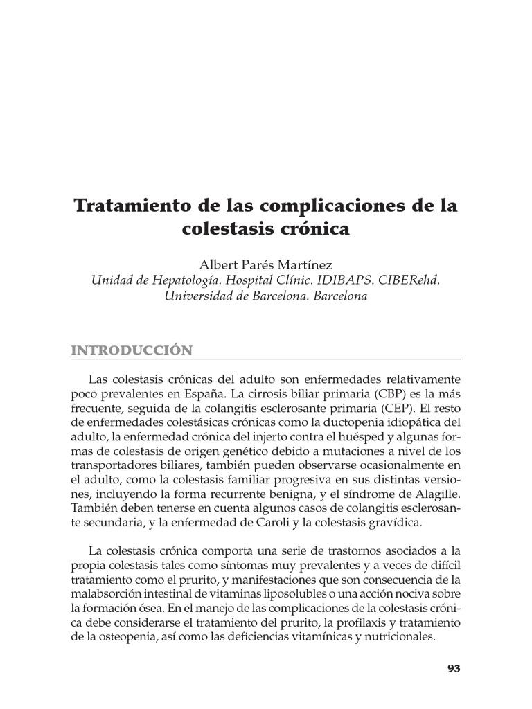 Tratamiento de Las Complicaciones de La Colestasis Cronica 70 | PDF