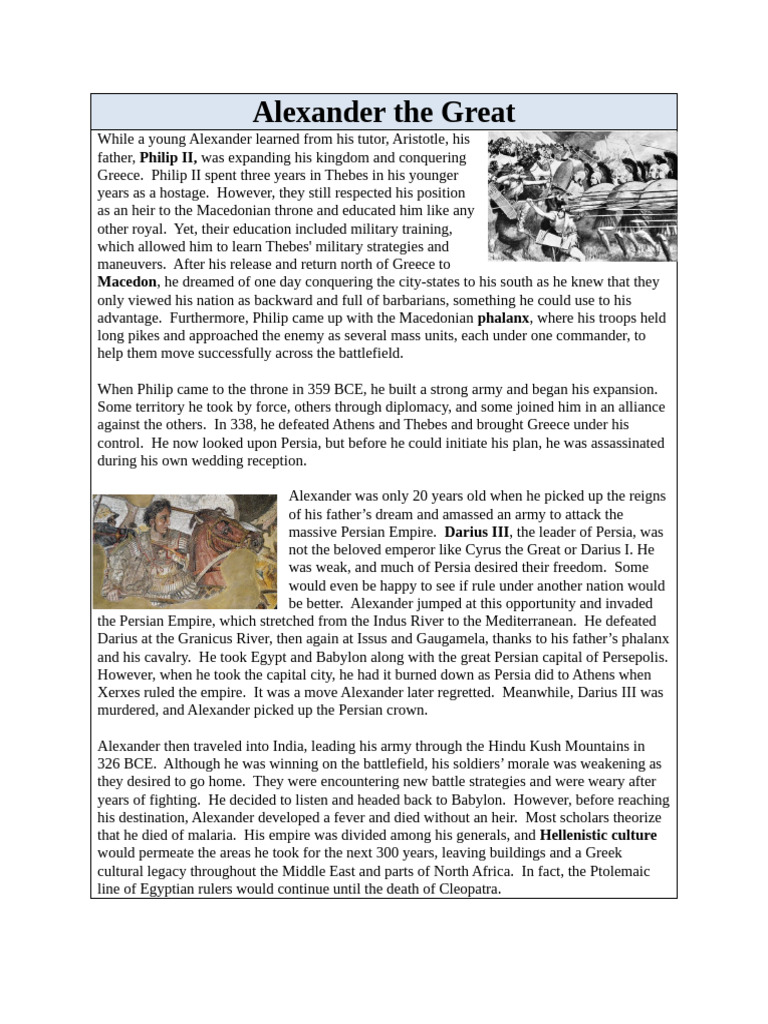 Alexander The Great Worksheet - 1254360 Completed | PDF | Alexander The ...