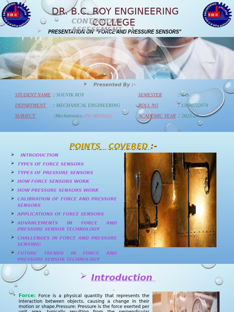 Mechatronics Presentation On Force And Pressure Sensors Pdf