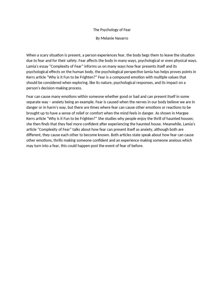 The Psychology of Fear | PDF