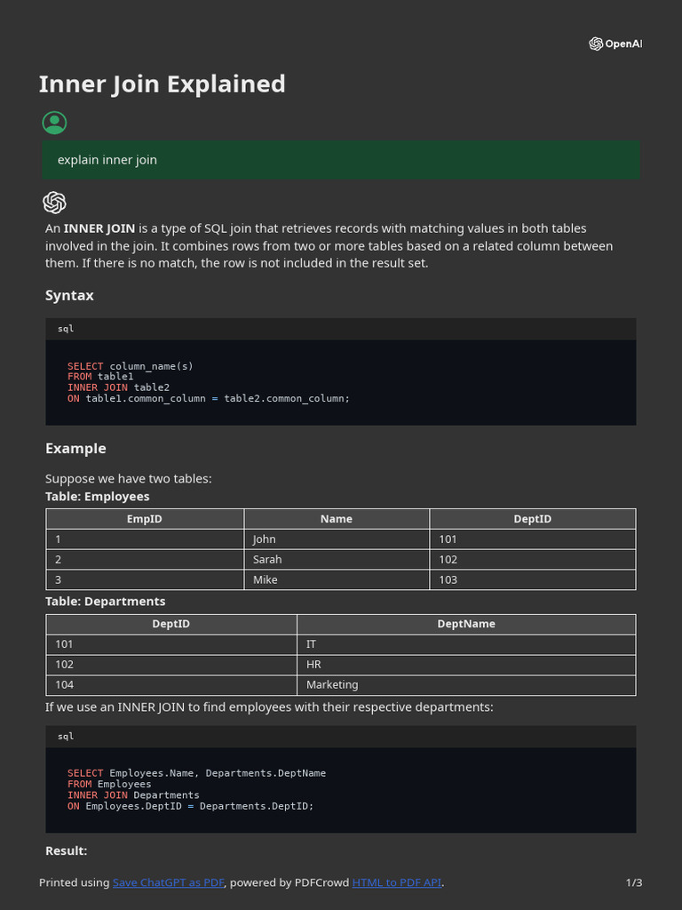 Inner Join Explained | PDF