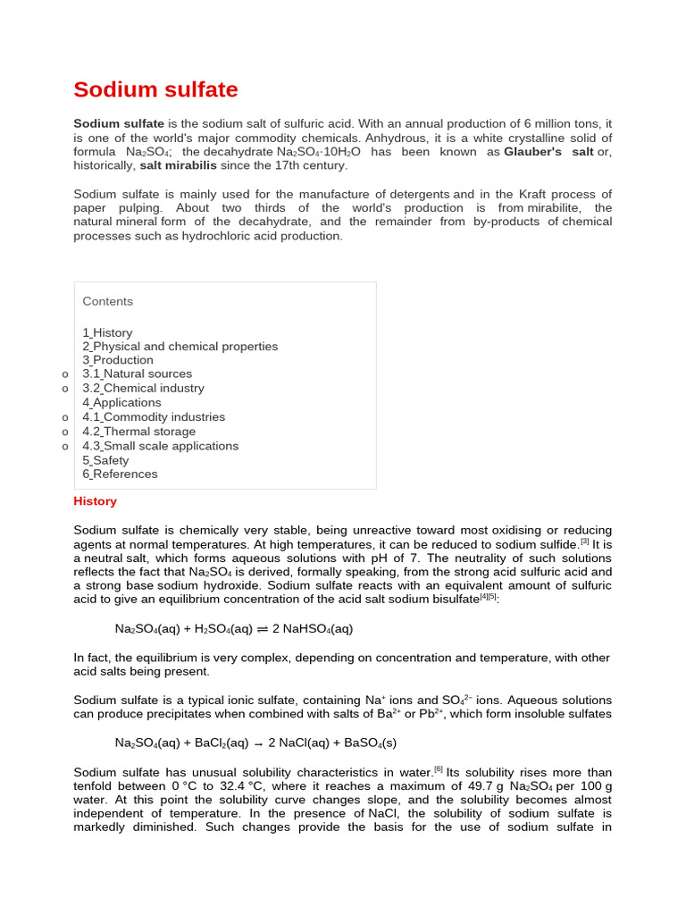 Sodium Sulfate | PDF