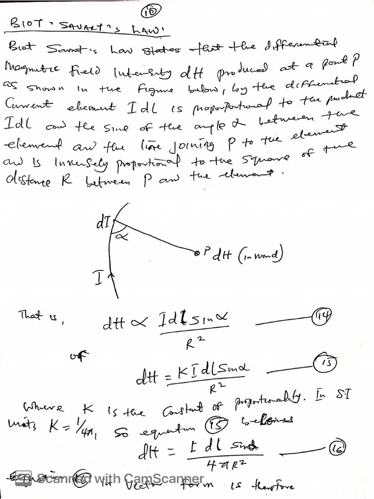 Biot-Savert Law Note | PDF