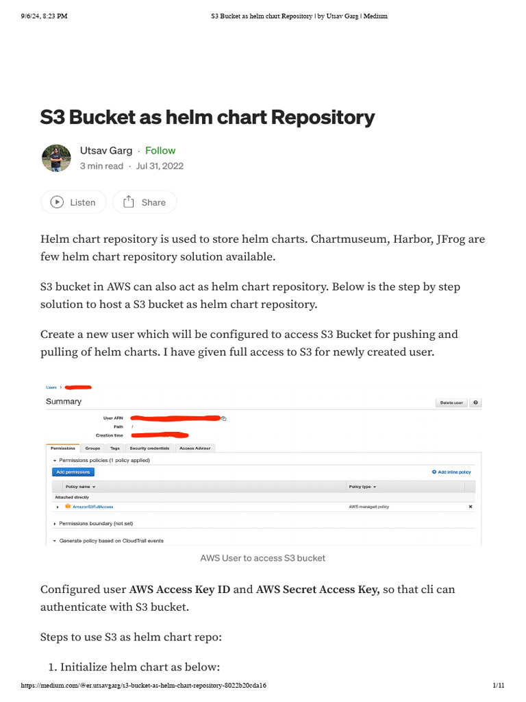 S3 Bucket As Helm Chart Repository - by Utsav Garg - Medium | PDF