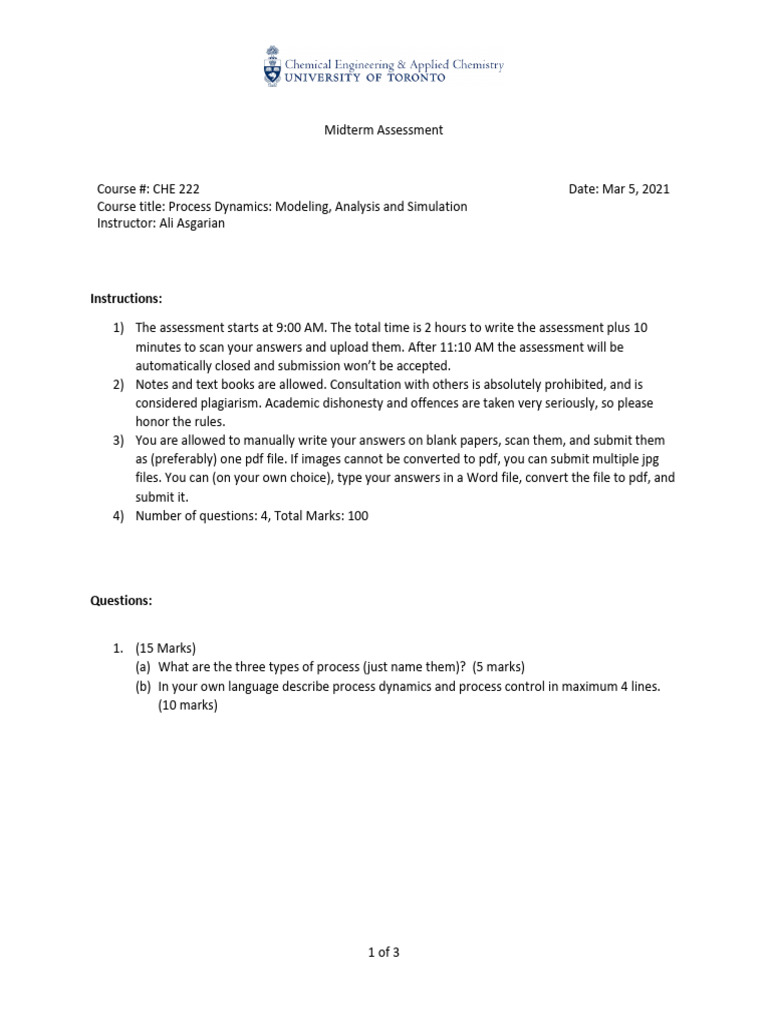 CHE 222 Midterm - Assessment | PDF | Liquids | Computers