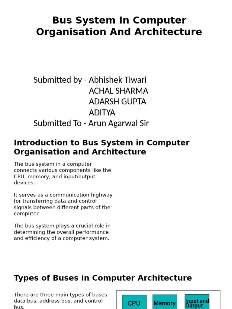 Bus System in Computer Organisation and Architecture | PDF