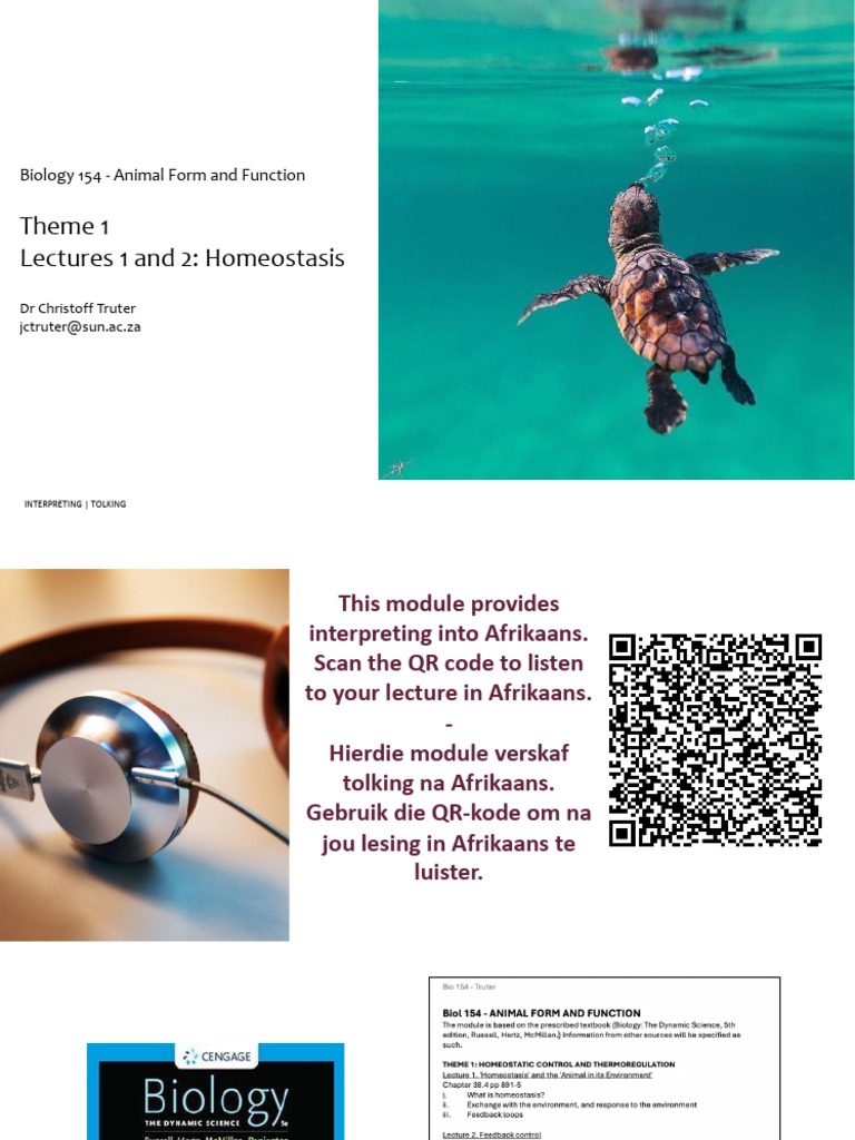 Lect 1 - Bio154 - Animal Form and Function | PDF | Homeostasis | Osmosis