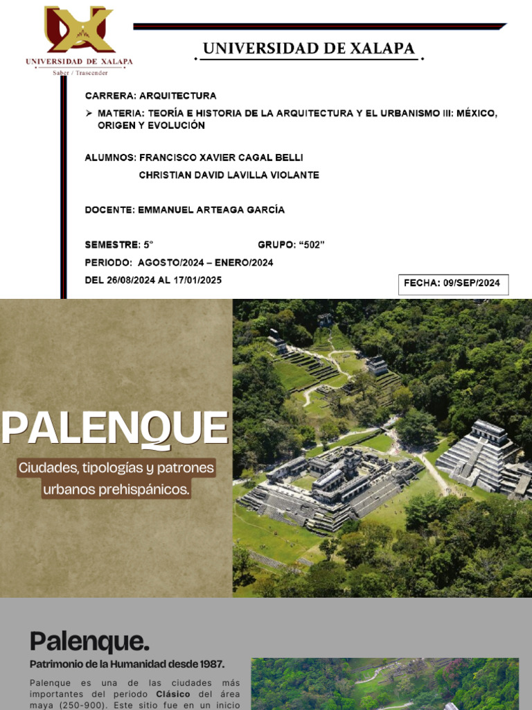 Ciudades, Tipologías y Patrones Urbanos Prehispánicos PALENQUE | PDF