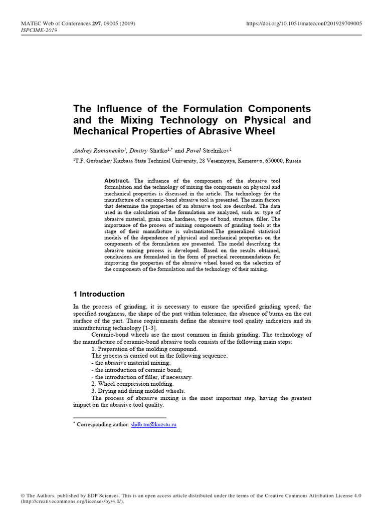 The Influence of The Formulation Components and TH | PDF