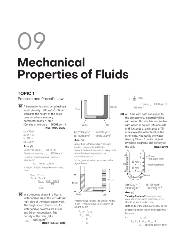 Mechanical Props of Fluids | PDF
