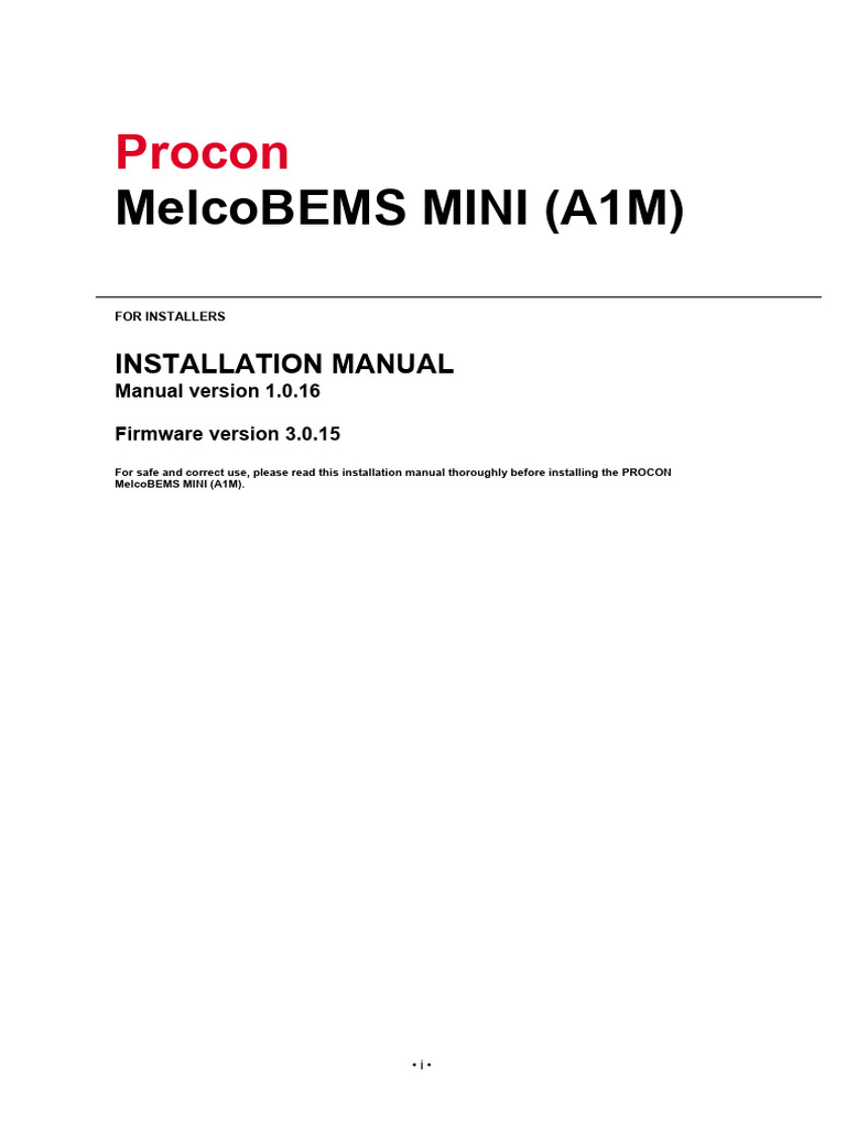 MelcoBEMS Mini Install Manual | PDF