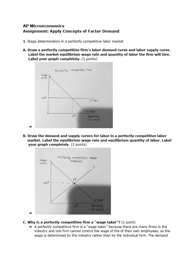 AP Microeconomics: Assignment: Apply Concepts of Factor Demand | PDF