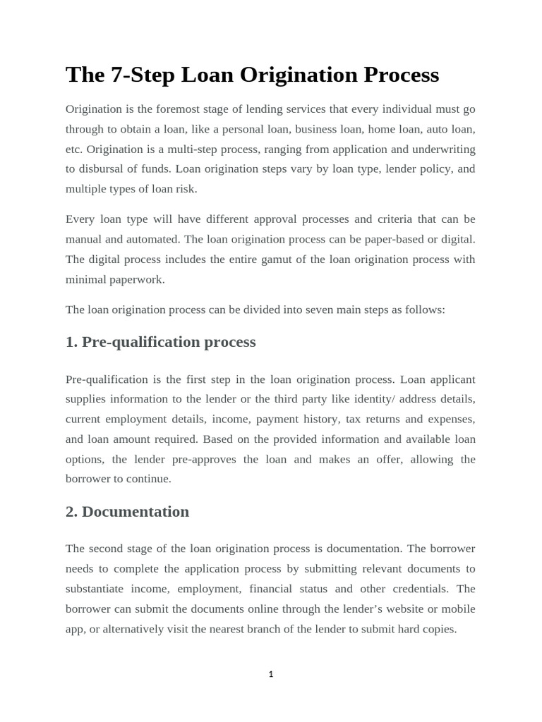 Seven Stages of Loan Processing | PDF