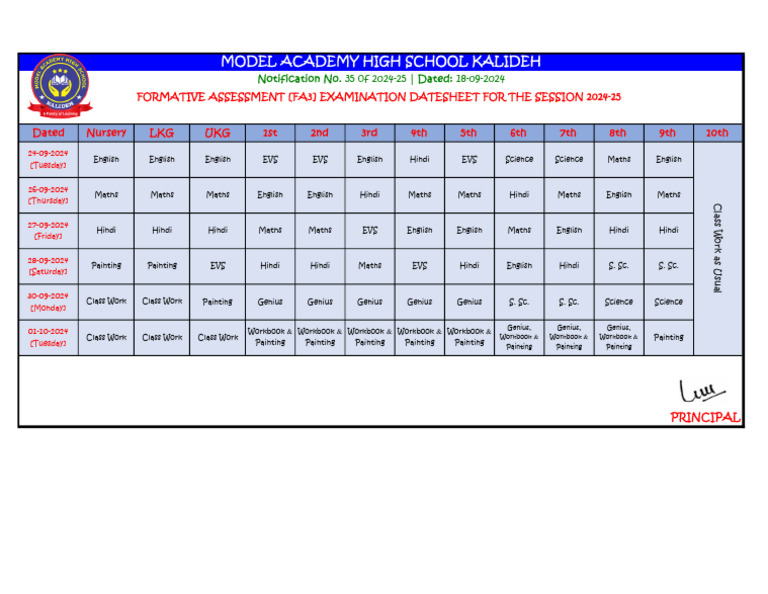 FA3 Datesheet 2024 | PDF