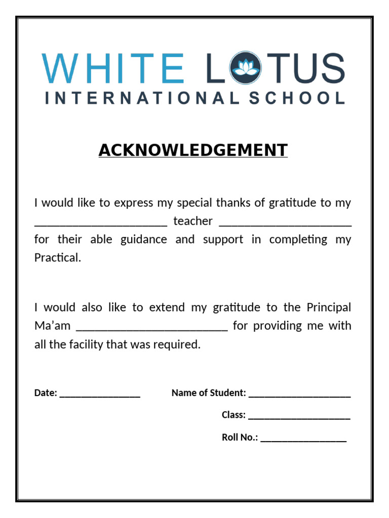 ACKNOWLEDGEMENT - For Journal | PDF