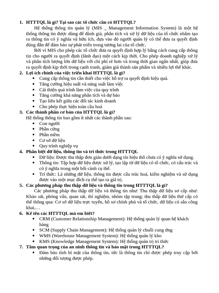 Lý thuyết HTTTQL | PDF