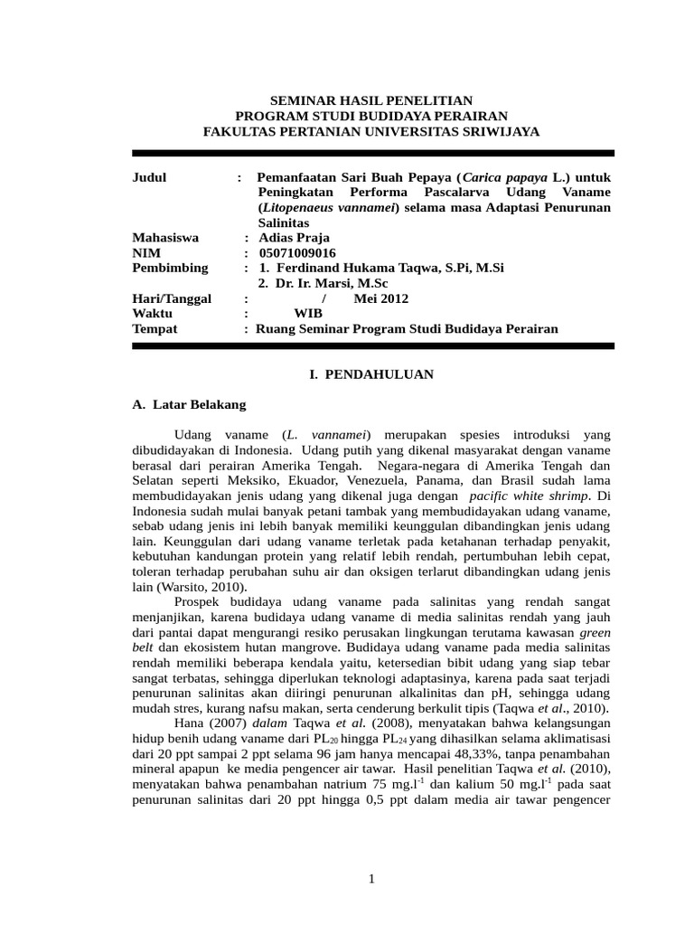 Seminar Diskusi Proposal Penelitian | PDF