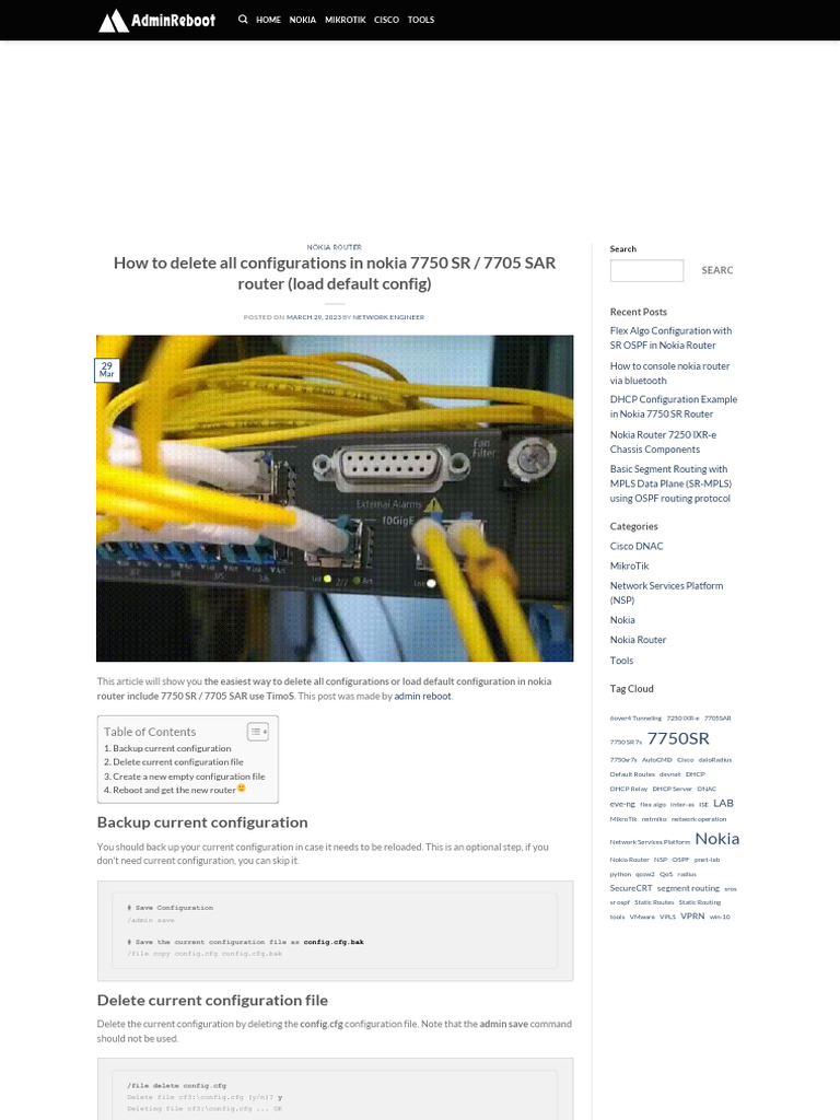 How To Delete All Configurations in Nokia 7750 SR - 7705 Sar Router ...