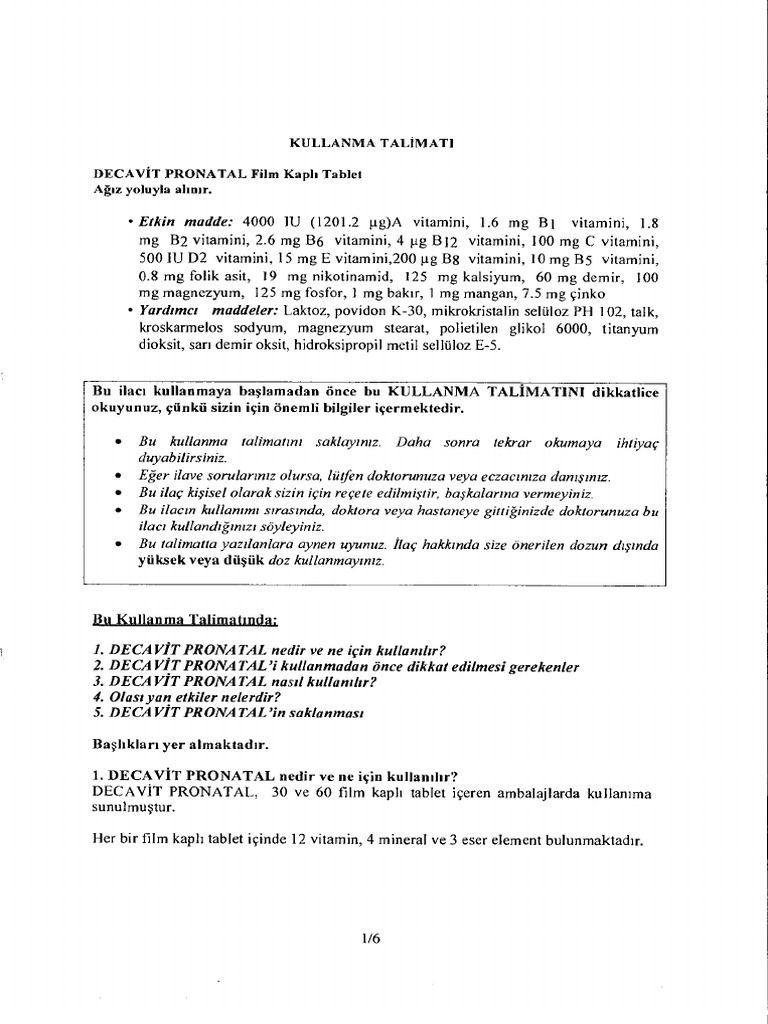 Decavit Pronatal Film Tablet KT Kopyala | PDF