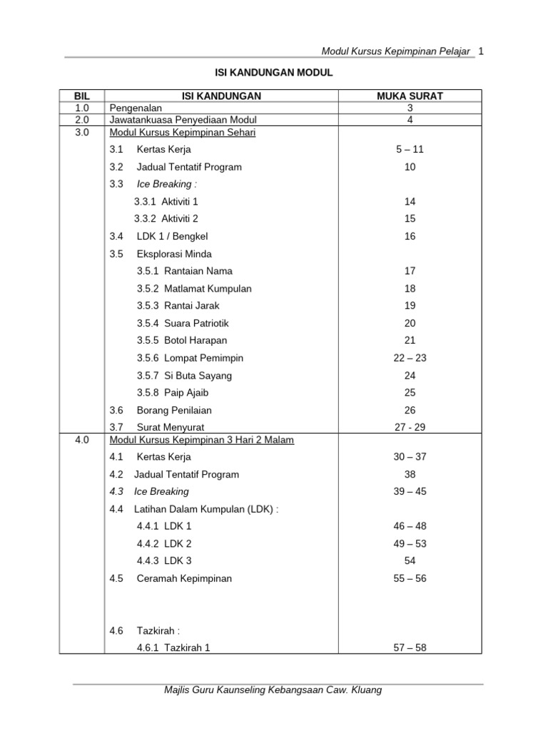 Modul Kursus Kepimpinan | PDF