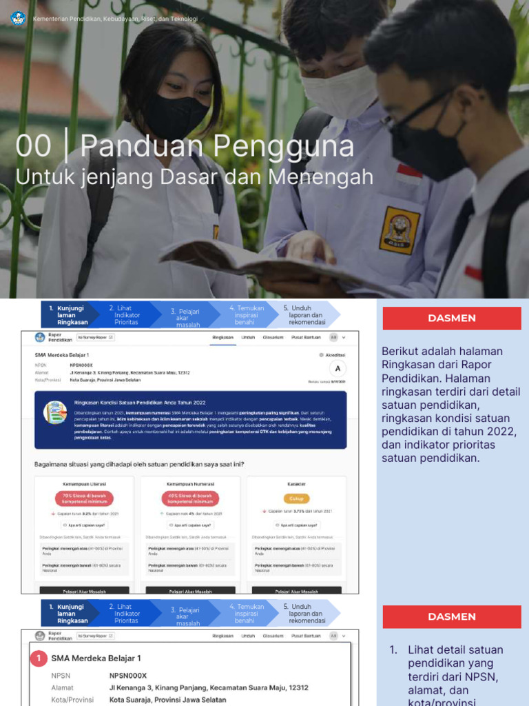 Panduan Penggunaan Rapor Pendidikan Dasmen | PDF