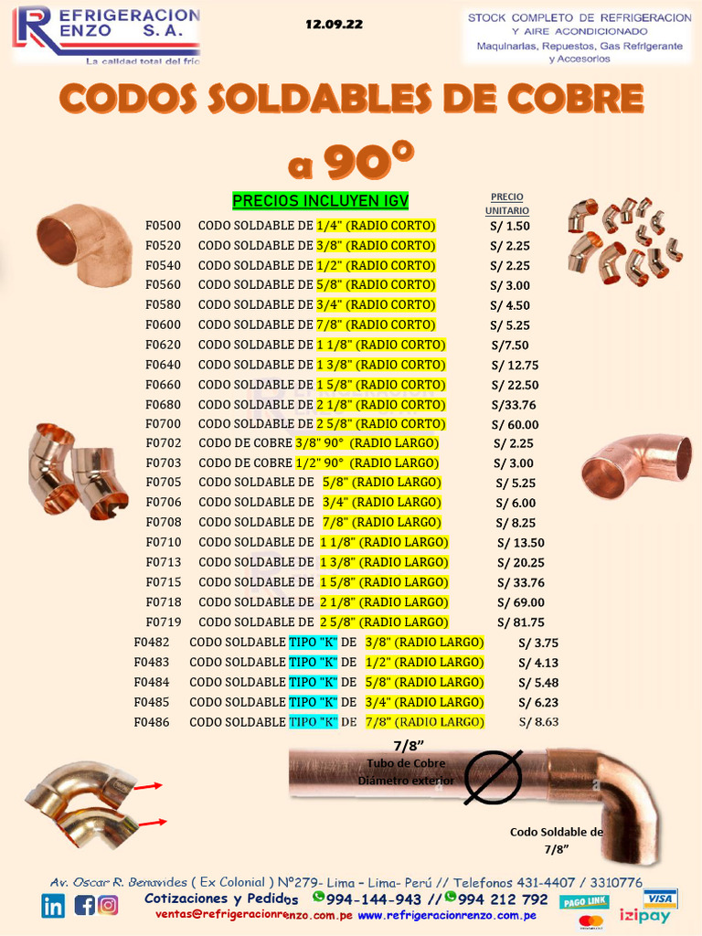 Codos Soldable de Cobre A 90° 31.03.22 | PDF