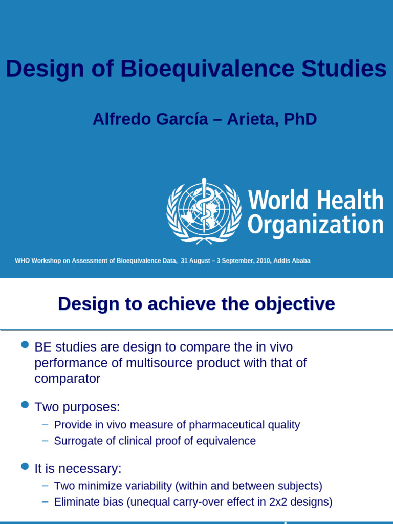 Design of Bioequivalence Studies WHO | PDF | Calorie | Pharmacokinetics
